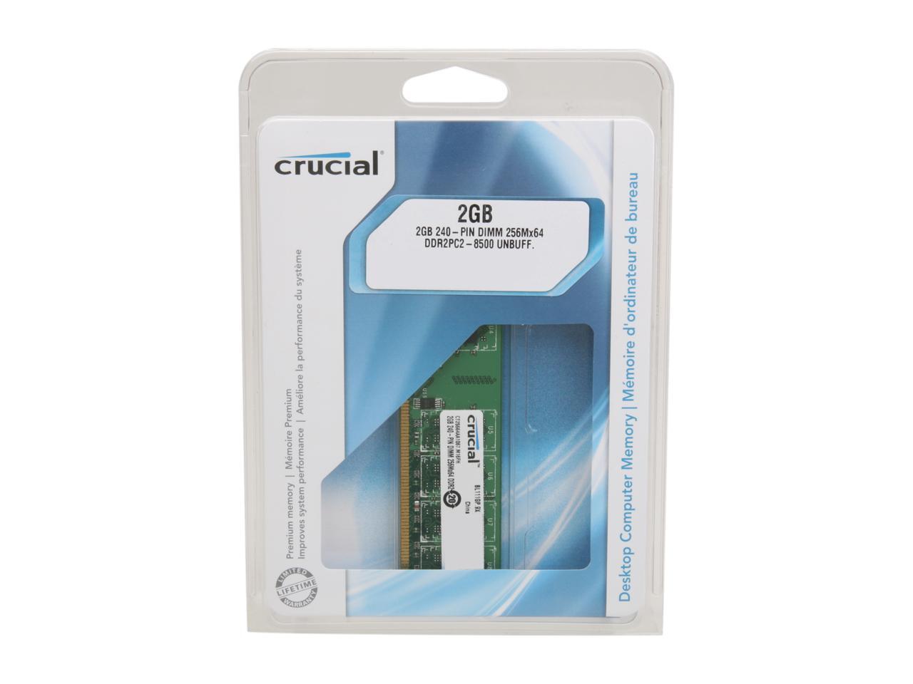 Crucial 2GB DDR2 1066 (PC2 8500) Desktop Memory Model CT25664AA1067 ...