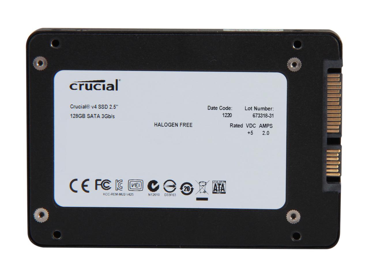 Crucial V4 2.5" 128GB SATA II MLC Internal Solid State Drive (SSD) with ...
