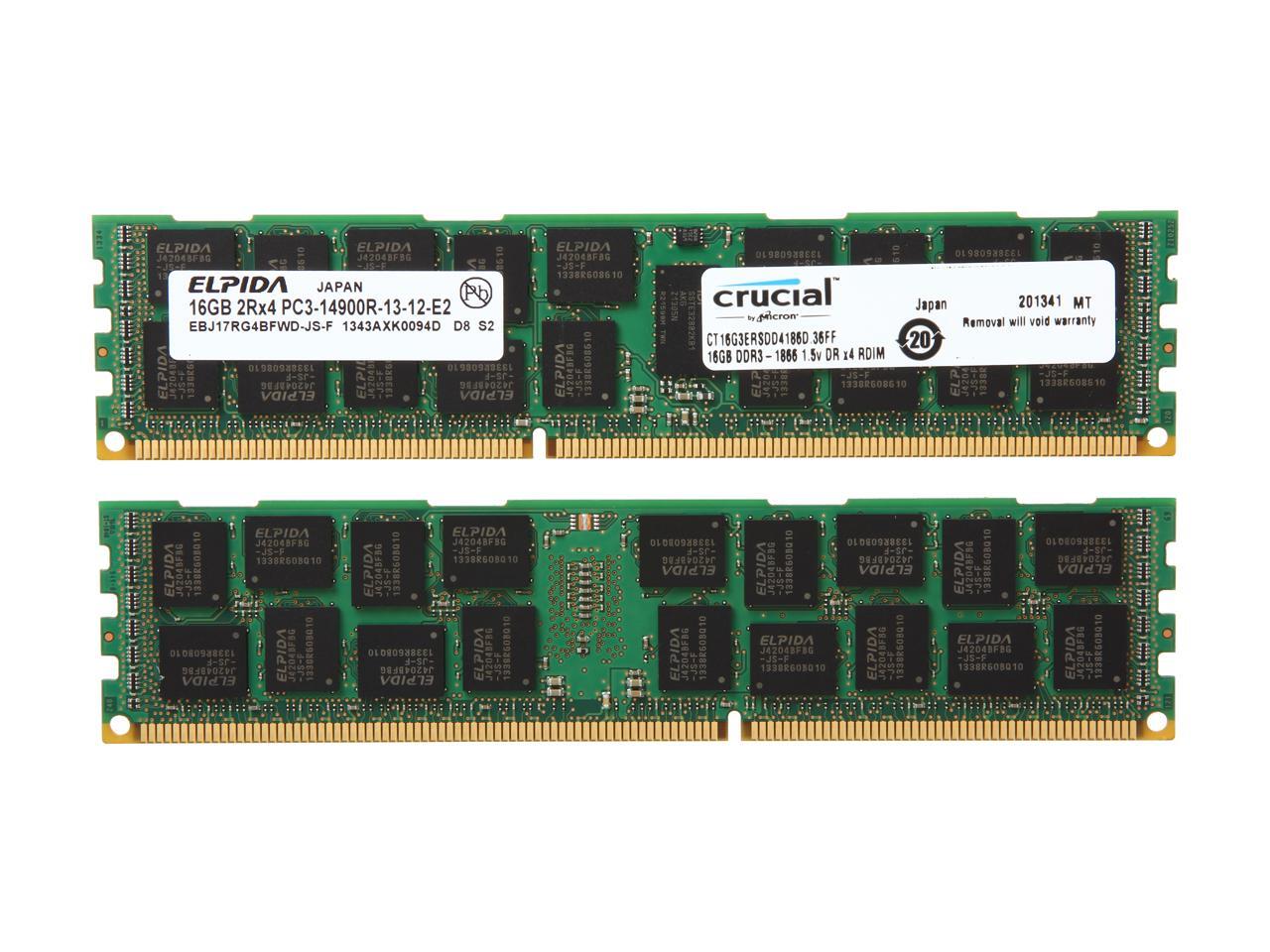 Crucial 32GB (2 x 16GB) ECC ECC Chipkill Registered DDR3 1866 (PC3 ...