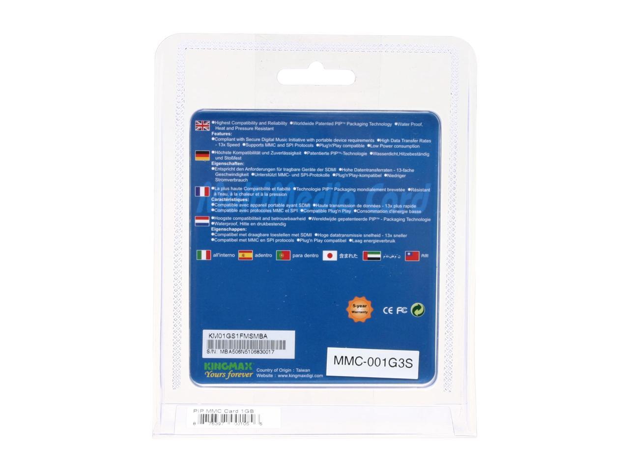 KINGMAX 1GB MultiMedia (MMC) Flash Media Model MMC-001G3S - Newegg.com