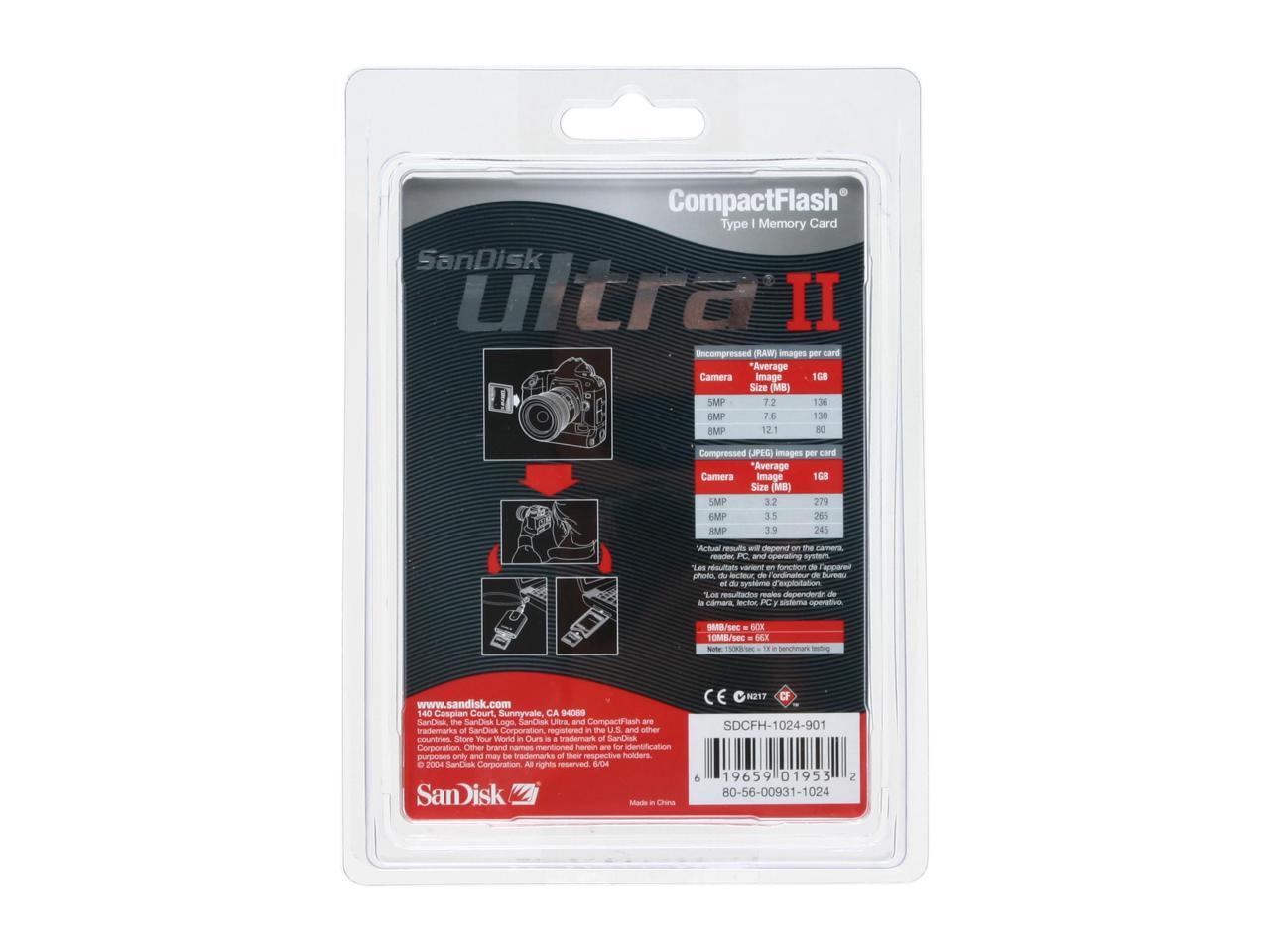 SanDisk Ultra II 1GB Compact Flash (CF) Flash Card Model SDCFH-1024-901 ...