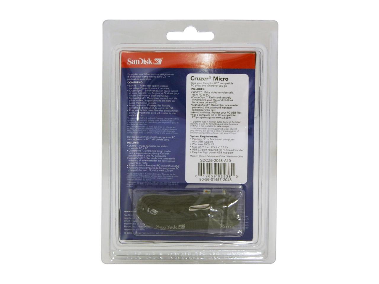 SanDisk Cruzer Micro 2GB Flash Drive (USB2.0 Portable) - Newegg.com