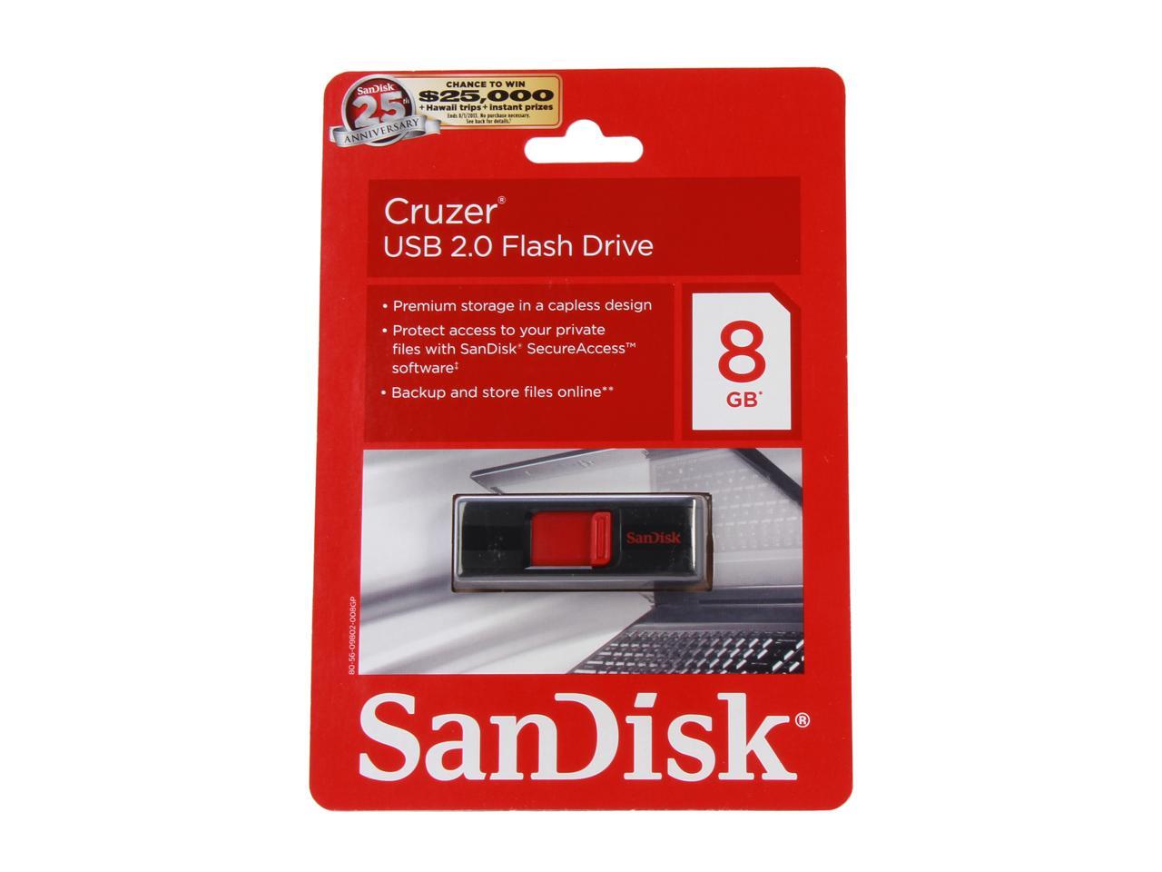 SanDisk Cruzer 8GB Flash Drive (USB 2.0 Portable) - Newegg.com