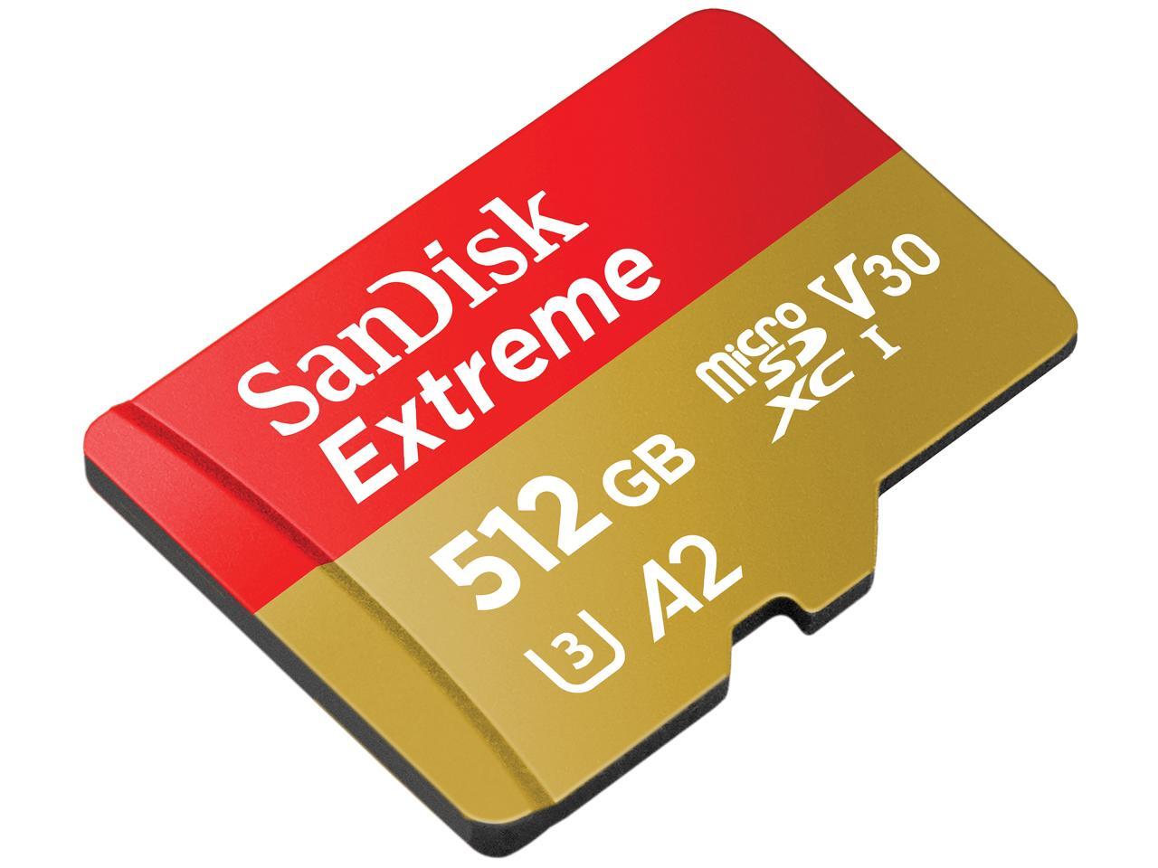 SanDisk 512GB Extreme microSDXC UHS-I/U3 A2 Micro SD Card with Adapter ...
