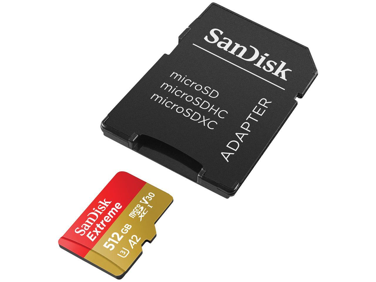 SanDisk 512GB Extreme microSDXC UHS-I/U3 A2 Micro SD Card with Adapter ...