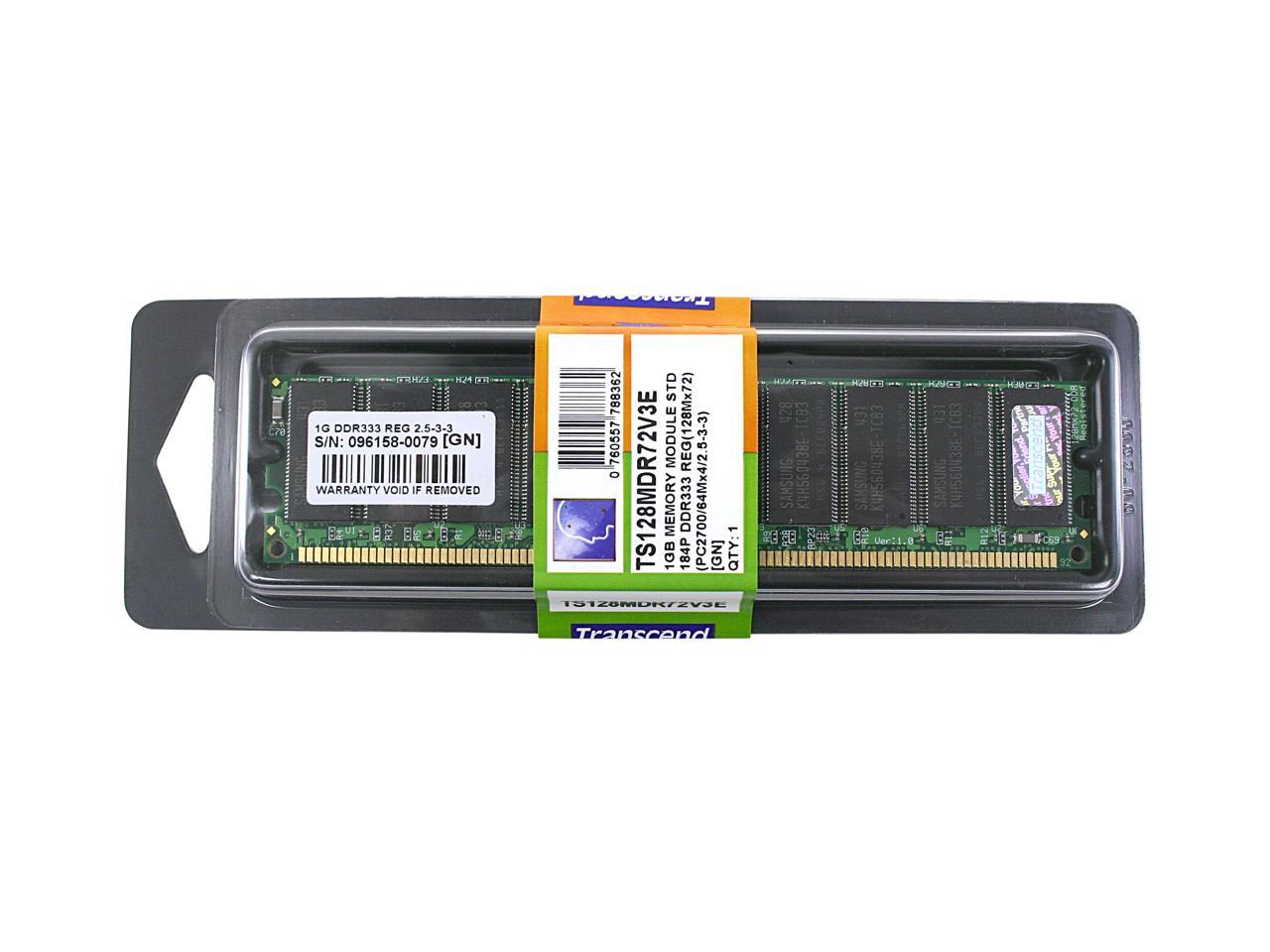 Transcend 1GB 184-Pin DDR SDRAM ECC Registered DDR 333 (PC 2700) Server Memory Model ...