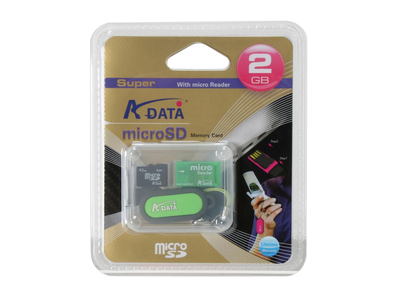 ADATA 2GB MicroSD Card with USB Reader Model microReader 2G +USB - Newegg.com