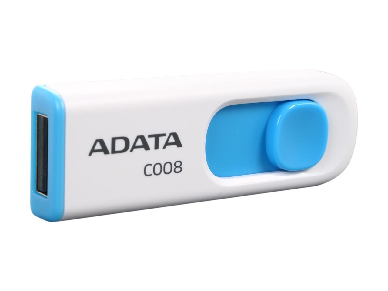 ADATA Classic Series 32GB Retractable USB 2.0 Flash Drive (White + Blue ...