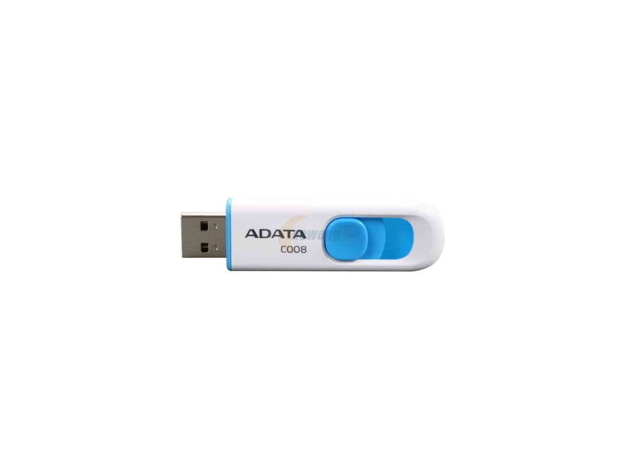 ADATA Classic Series 32GB Retractable USB 2.0 Flash Drive (White + Blue ...