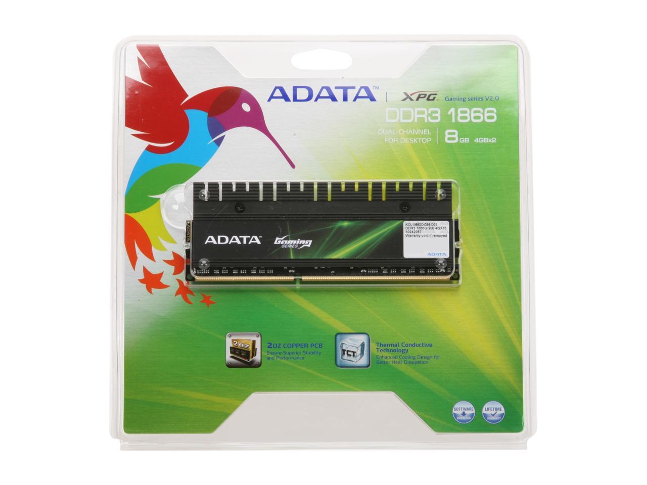 ADATA Gaming v2.0 Series 8GB (2 x 4GB) DDR3 1866 (PC3 14900) Desktop ...