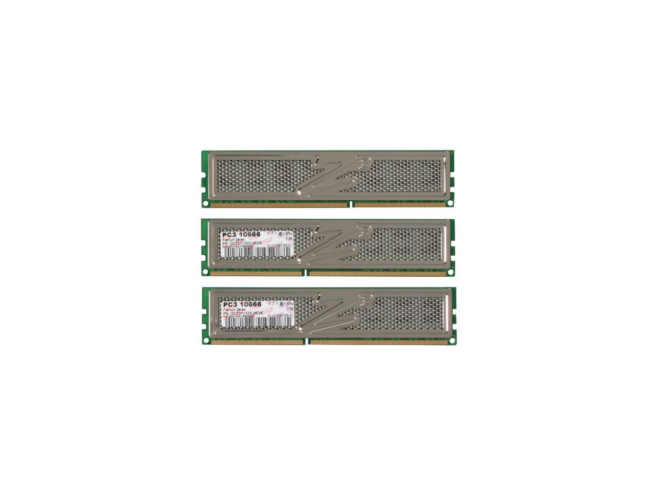 OCZ Platinum 6GB (3 x 2GB) DDR3 1333 (PC3 10666) Triple Channel Kit ...
