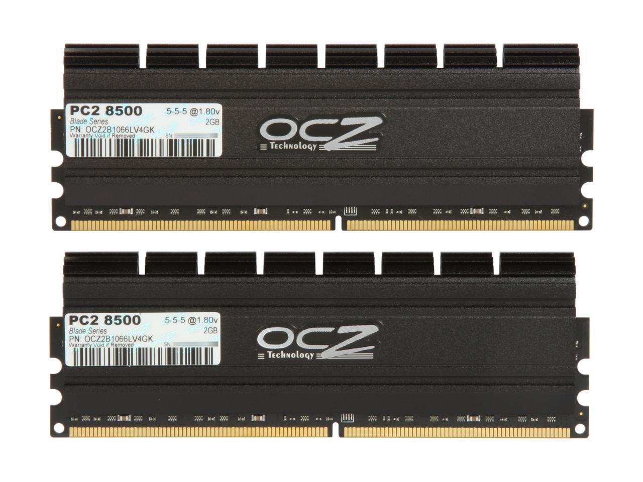 Ocz Blade Series 4gb 2 X 2gb Ddr2 1066 Pc2 8500 Low Voltage Desktop