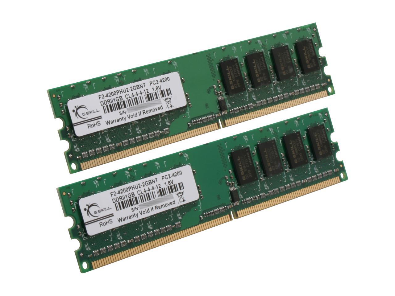 G.SKILL 2GB (2 x 1GB) DDR2 533 (PC2 4200) Dual Channel Kit System Memory Model F2-4200PHU2-2GBNT ...