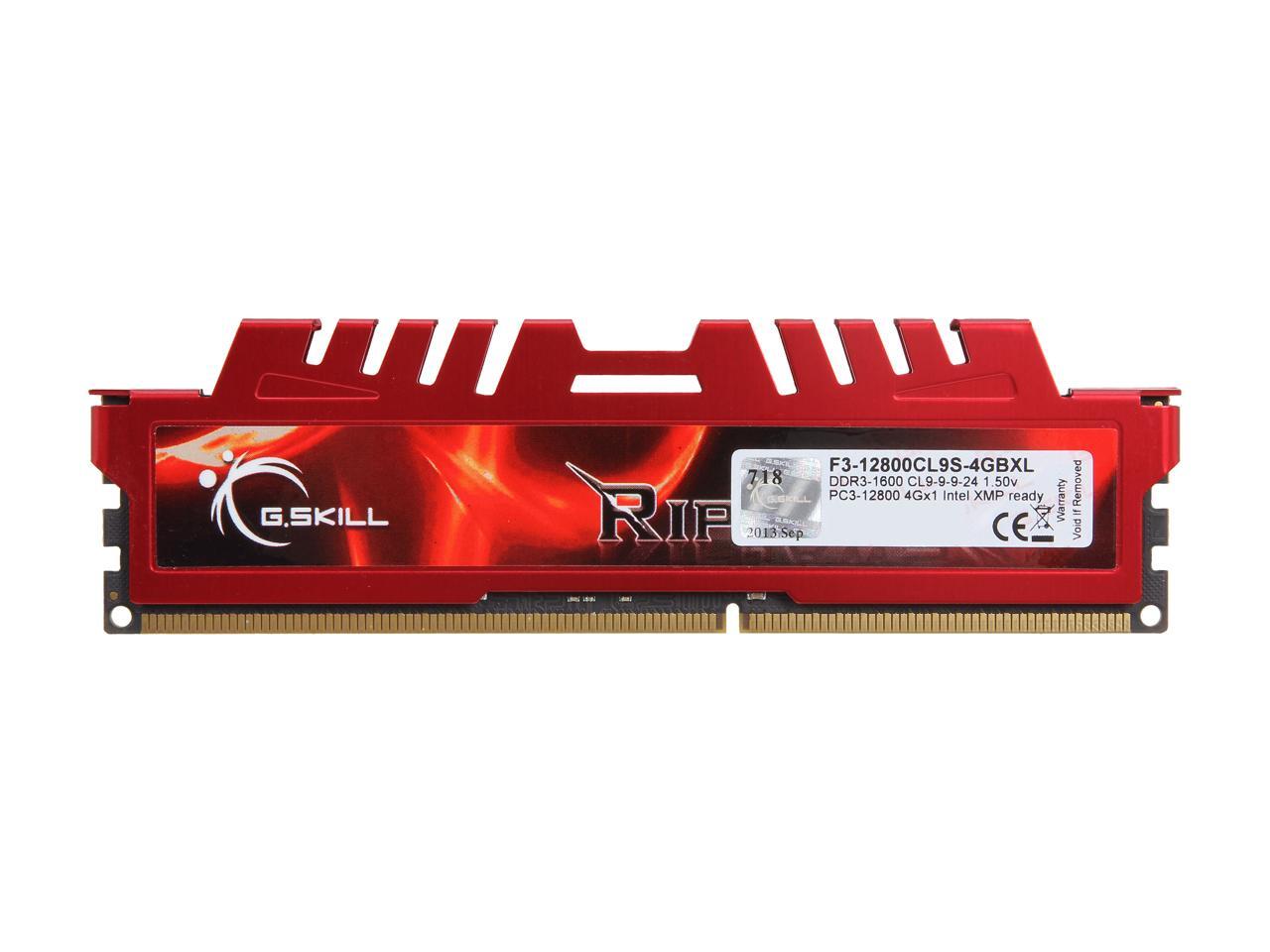 G.SKILL Ripjaws X Series 4GB DDR3 1600 (PC3 12800) Desktop Memory Model ...