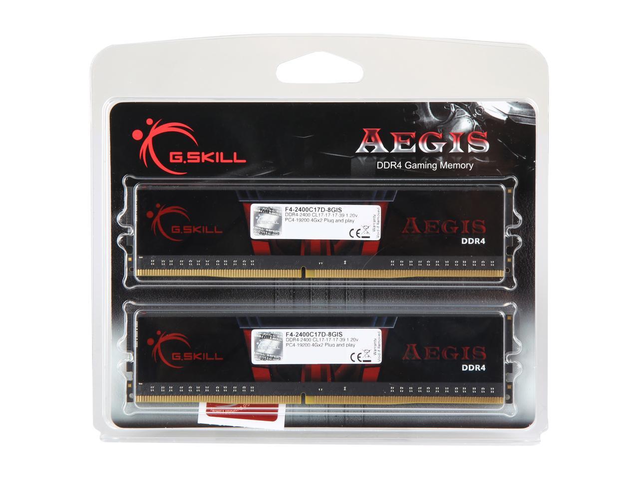 G.SKILL Aegis 8GB (2 x 4GB) 288-Pin PC RAM DDR4 2400 (PC4 19200) Intel ...