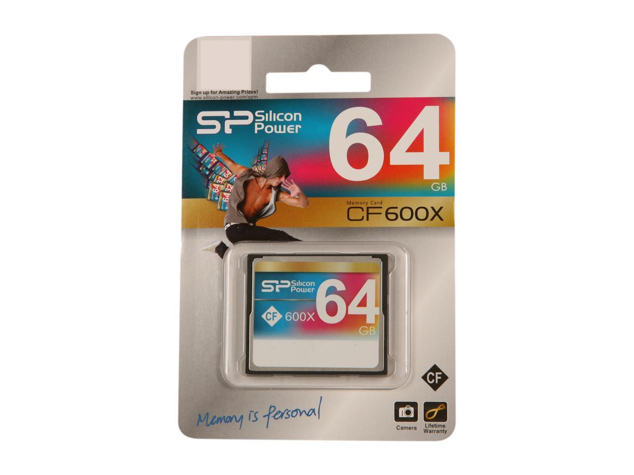 Silicon Power 64GB Compact Flash (CF) Flash Card Model SP064GBCFC600V10 ...