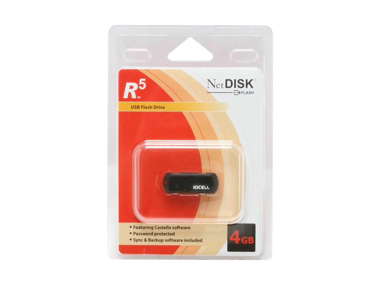 IOCELL Networks NetDISK 4GB USB 2.0 Flash Drive (Black and Black ...