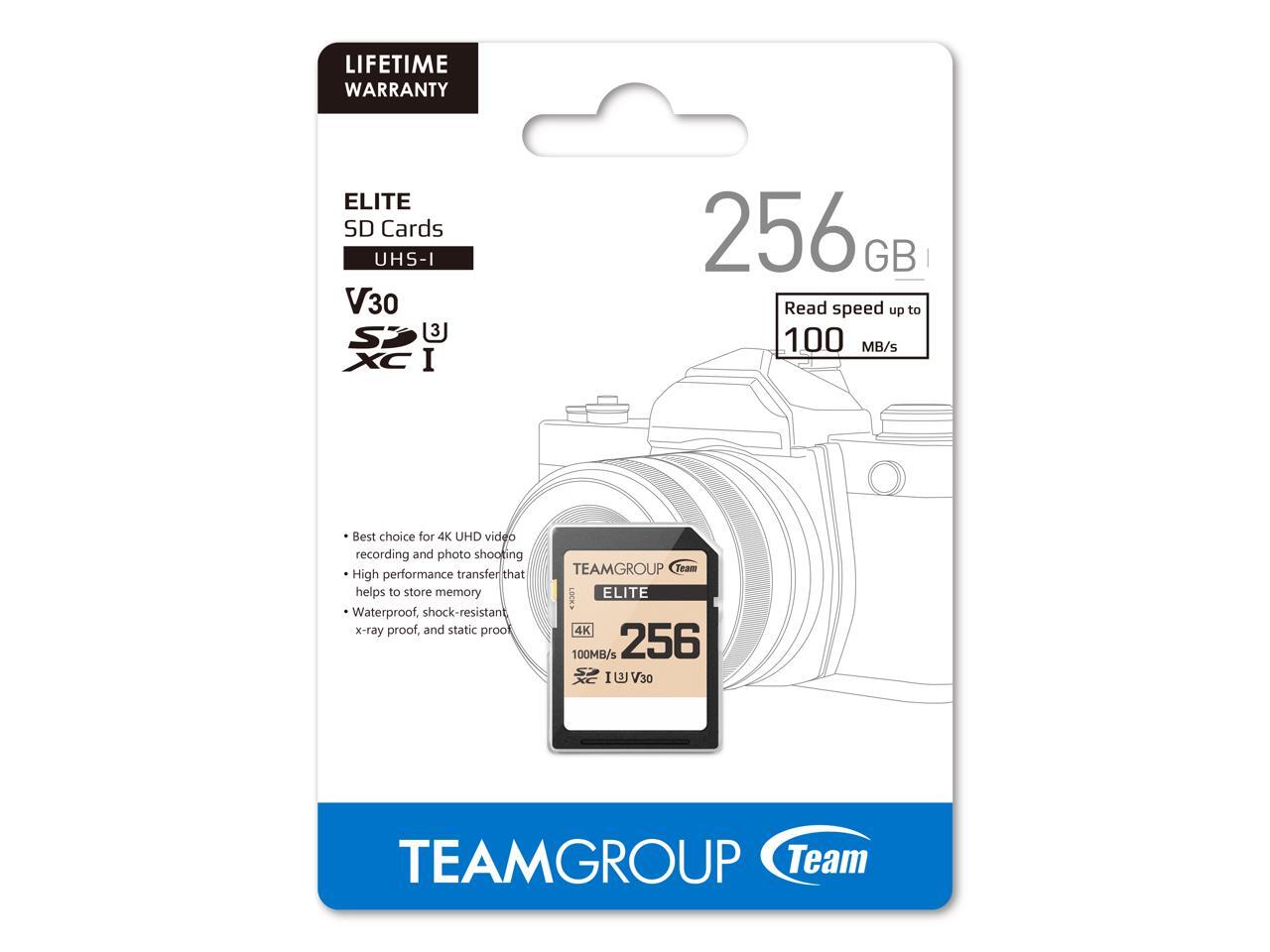 Team Group 256GB Elite 4K SD Card UHS-I U3 V30 Read/Write Speed Up to ...