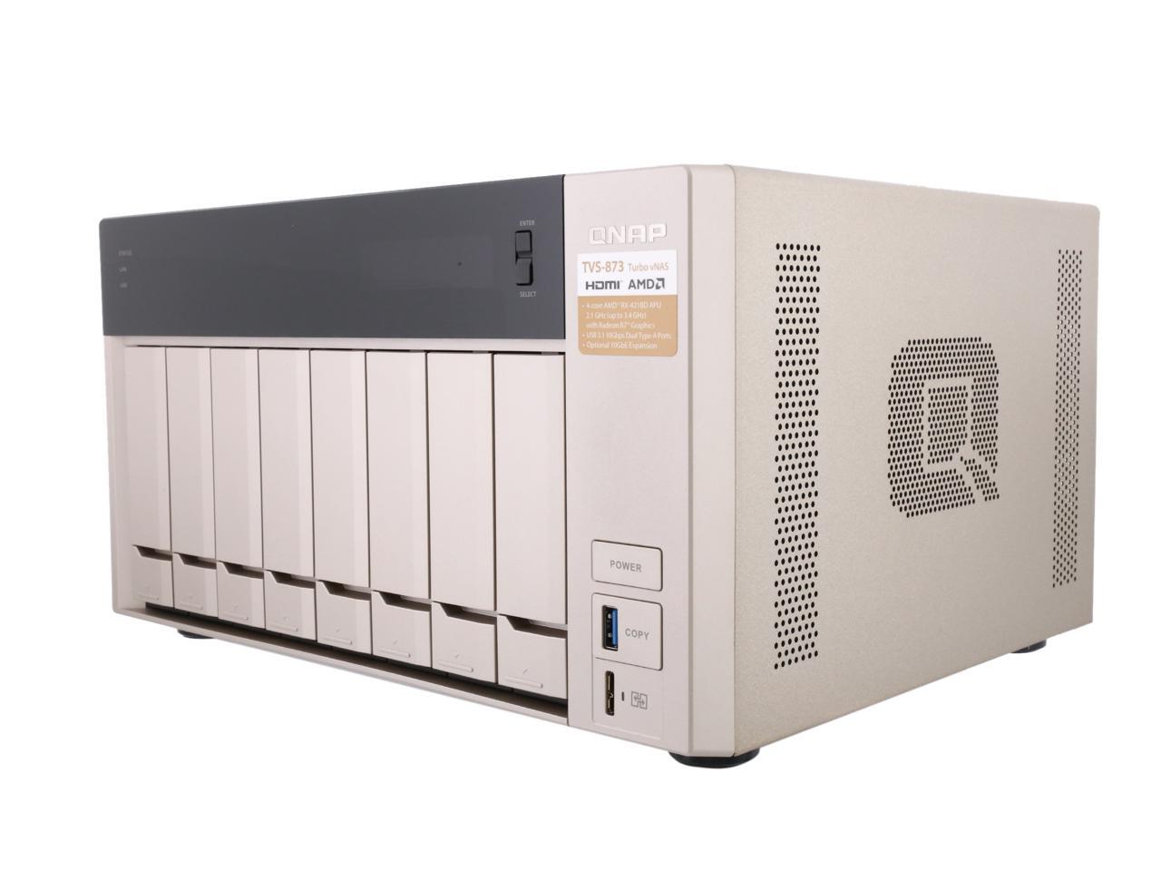 QNAP TVS-873-8G-US 8-bay NAS/iSCSI IP-SAN, AMD R Series Quad-core 2.1 ...