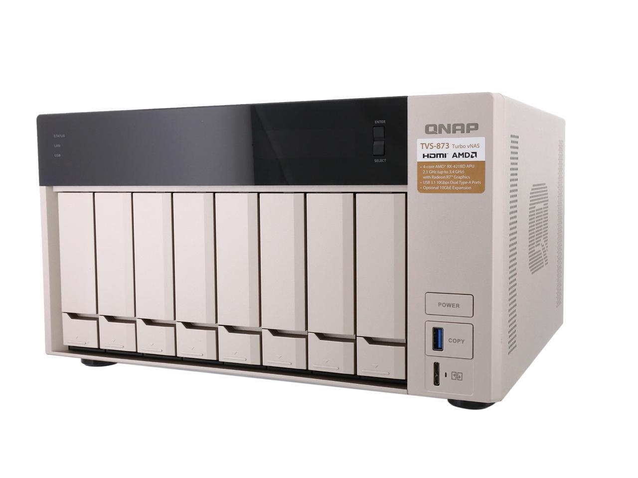 QNAP TVS-873-8G-US 8-bay NAS/iSCSI IP-SAN, AMD R Series Quad-core 2.1 ...