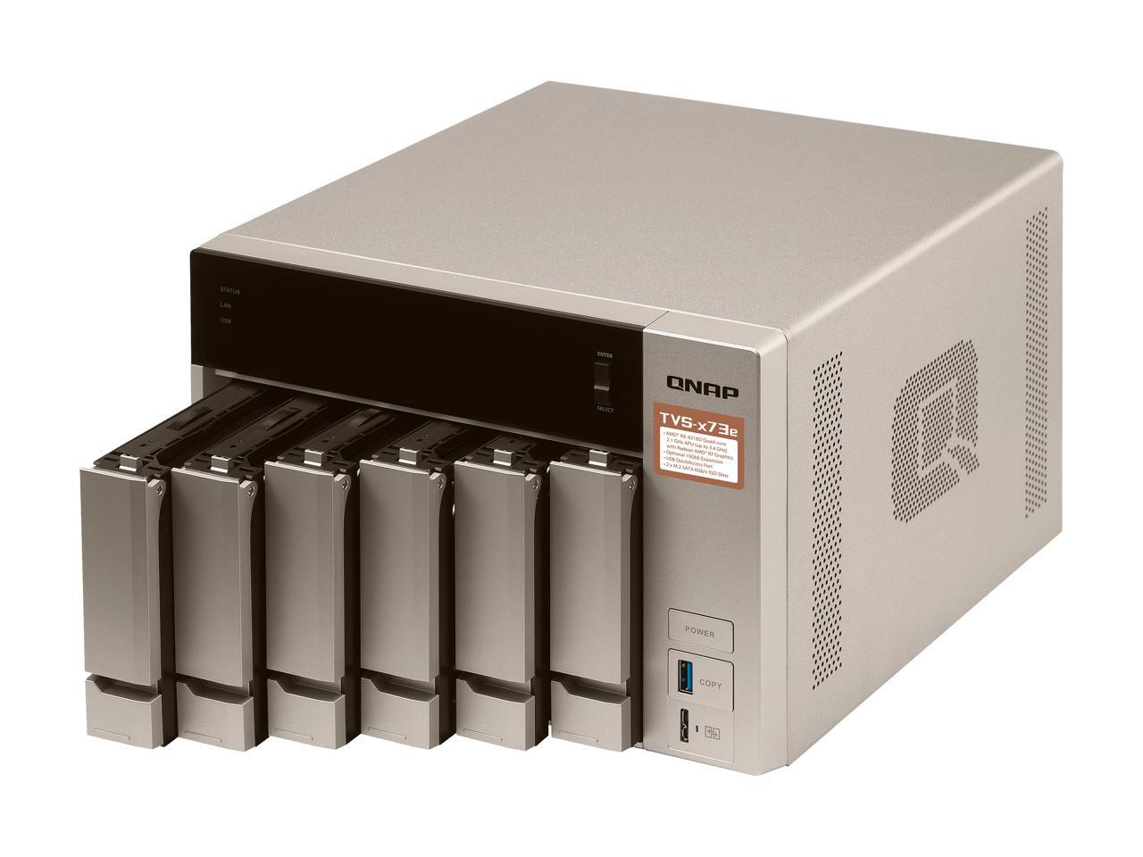 Qnap 6-bay NAS/iSCSI IP-SAN, AMD R series Quad-core 2.1GHz, 8GB RAM ...