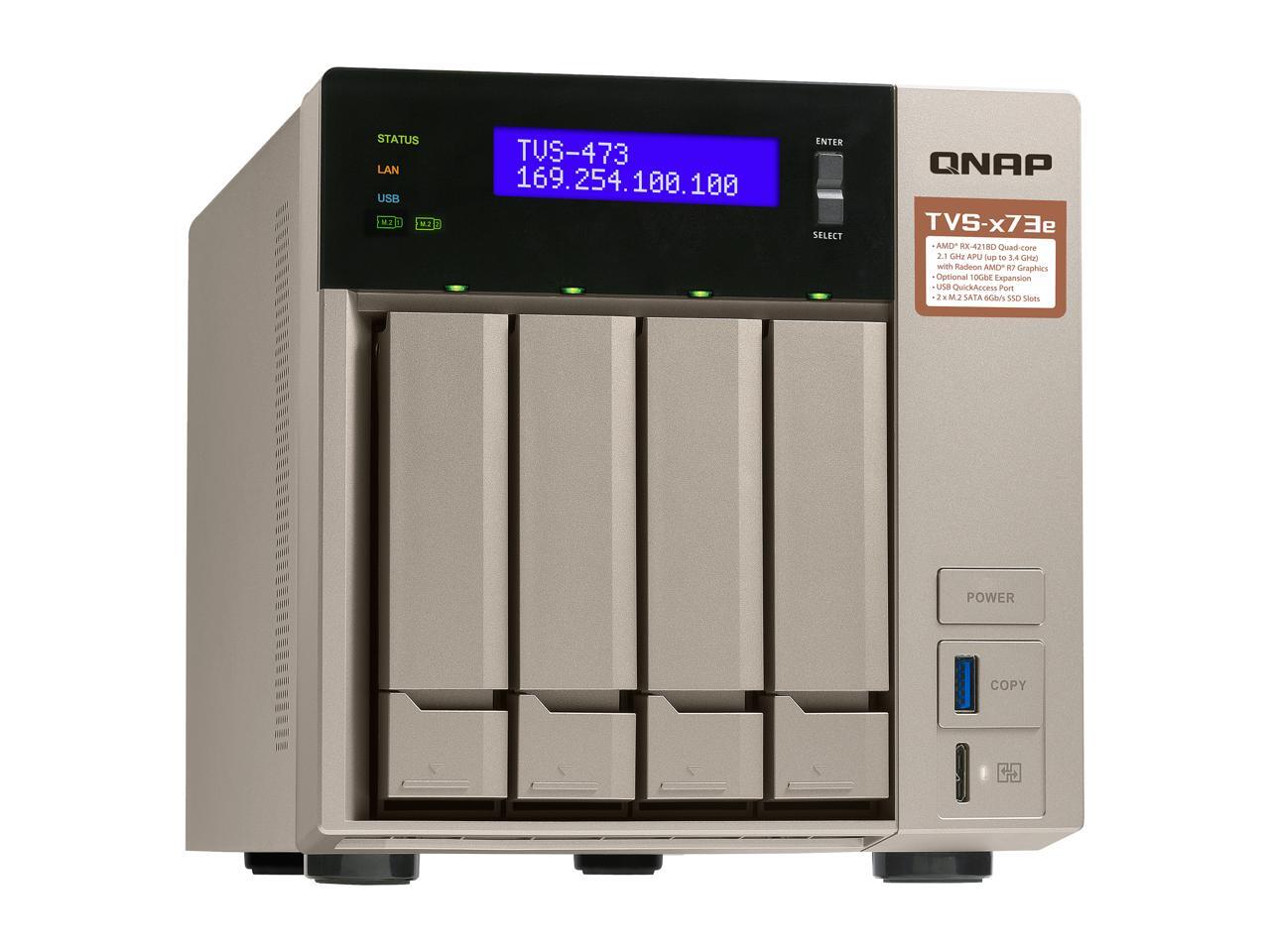 Qnap 4-bay NAS/iSCSI IP-SAN, AMD R series Quad-core 2.1GHz, 8GB RAM ...