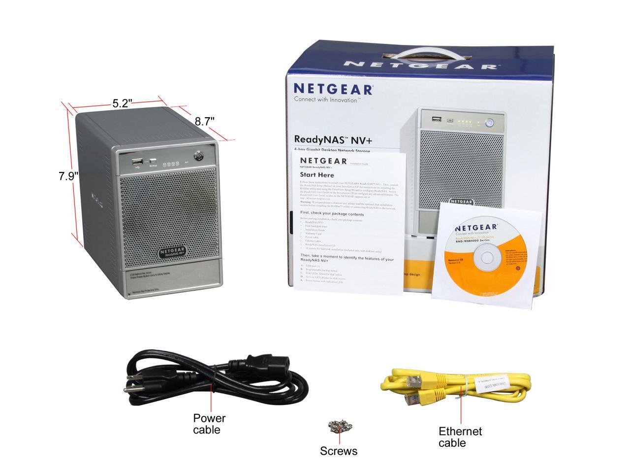 Netgear ReadyNas NV+ 4TB 4-bay (4 x 1000GB) 4-bay Network Storage (NAS ...