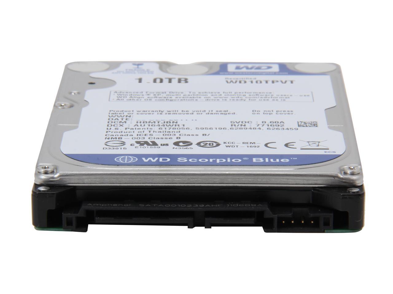 Refurbished: WD Scorpio Blue WD10TPVT 1TB 5200 RPM 8MB Cache SATA 3.0Gb ...