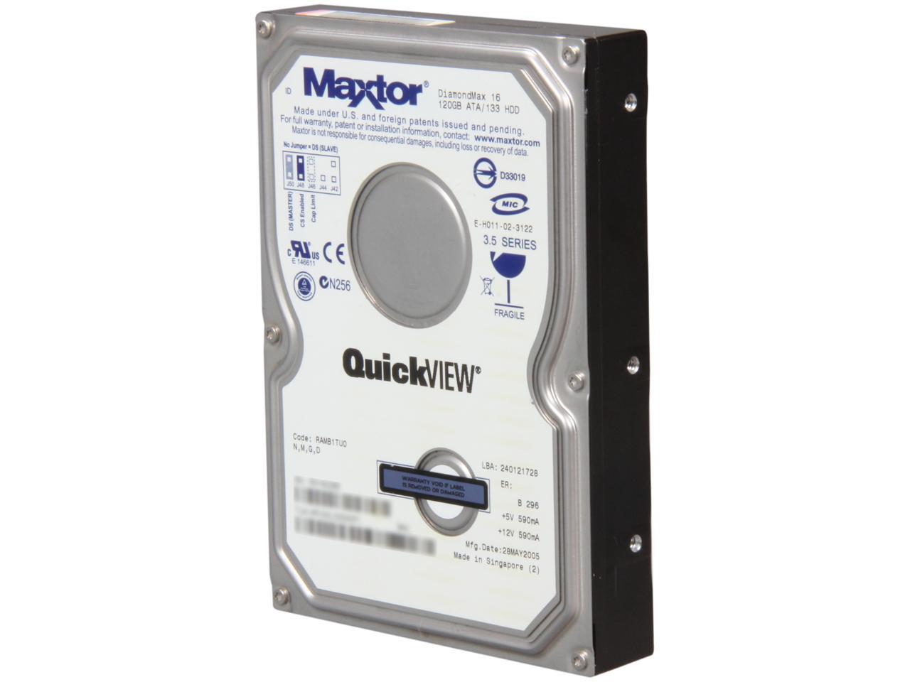 Refurbished: Maxtor DiamondMax 16 120GB 5400 RPM IDE Ultra ATA133 / ATA ...