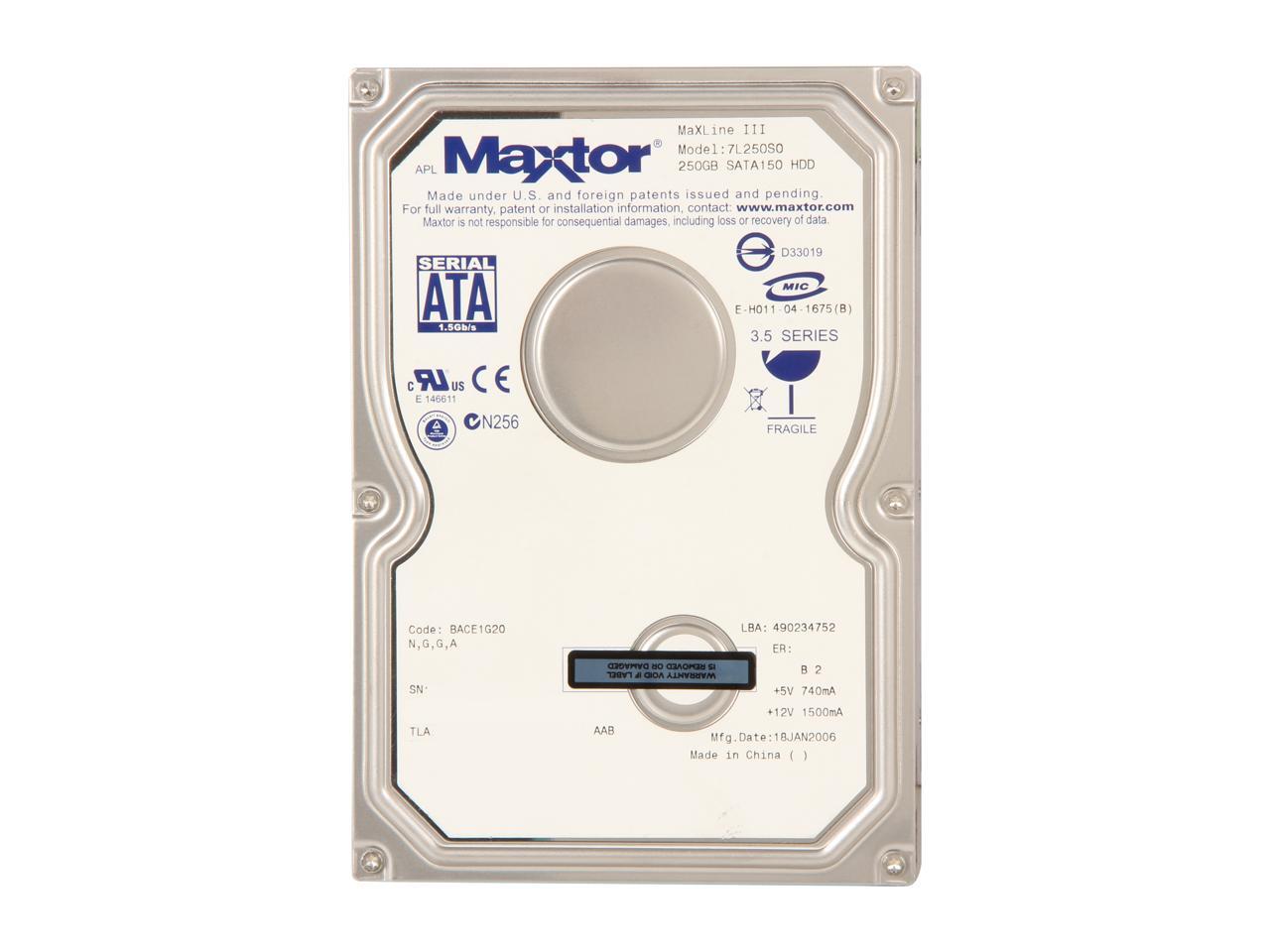 Refurbished: Maxtor MaXLine III 7L250S0 250GB 7200 RPM 16MB Cache SATA ...