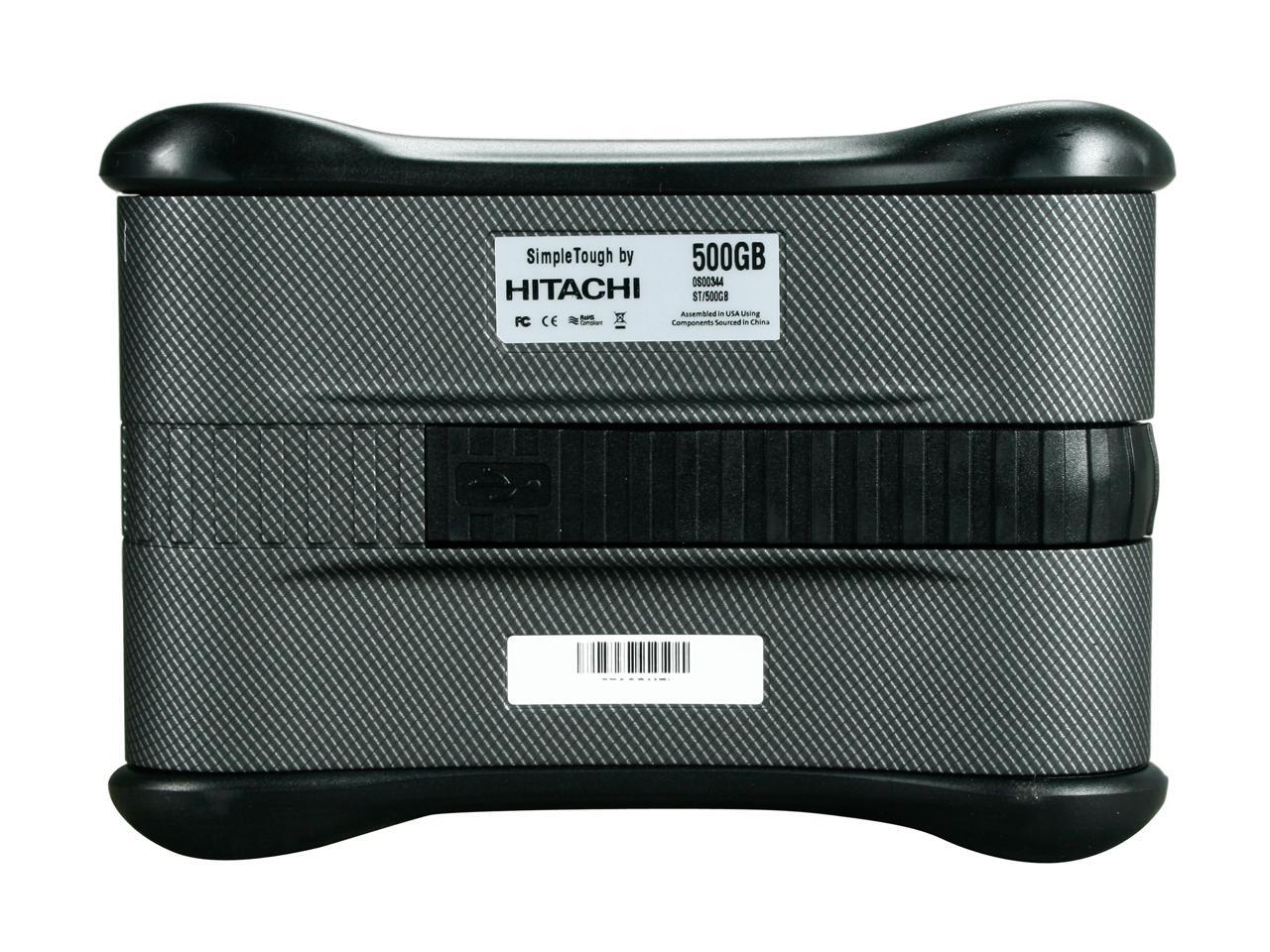 HITACHI SimpleTough 500GB USB 2.0 Rugged External Hard Drive ST/500GB ...