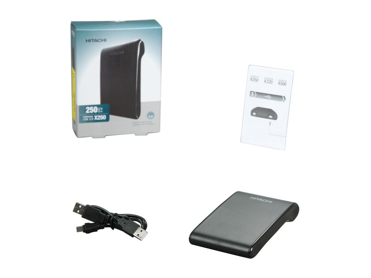 Hitachi GST X Mobile 250GB USB 2.0 2.5" External Hard Drive Black ...