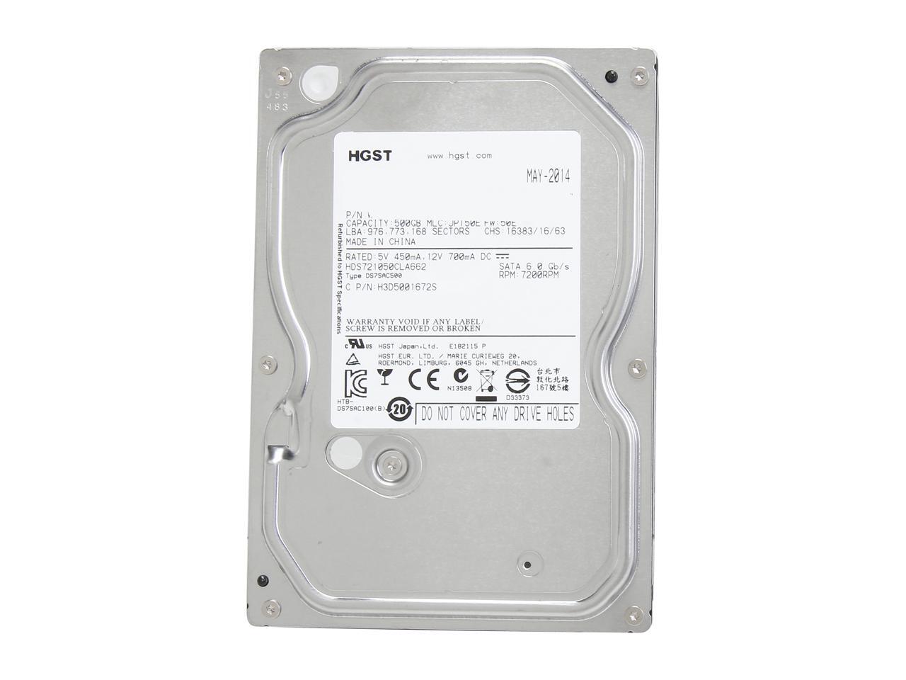 Refurbished: HGST Deskstar 7K1000.C HDS721050CLA662 (0F15629) 500GB ...