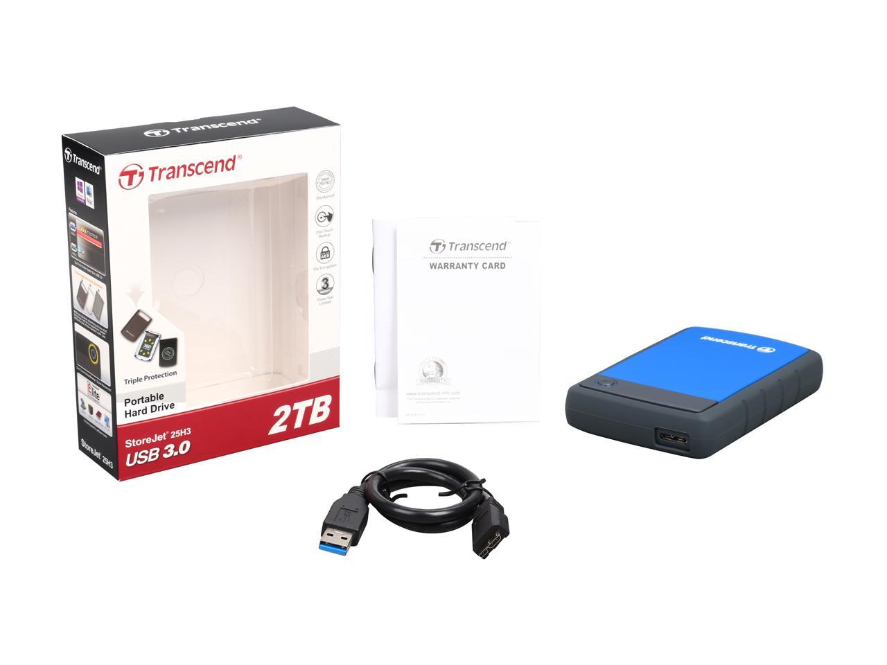 Transcend 2TB StoreJet 25H3 Military-grade Shock Resistance Portable ...