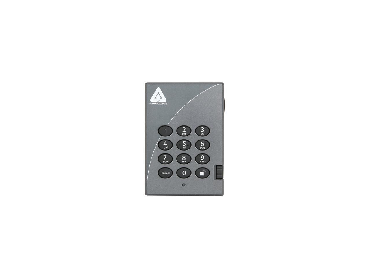 APRICORN 500GB Aegis Padlock Secure 128-bit AES Hardware Encrypted ...