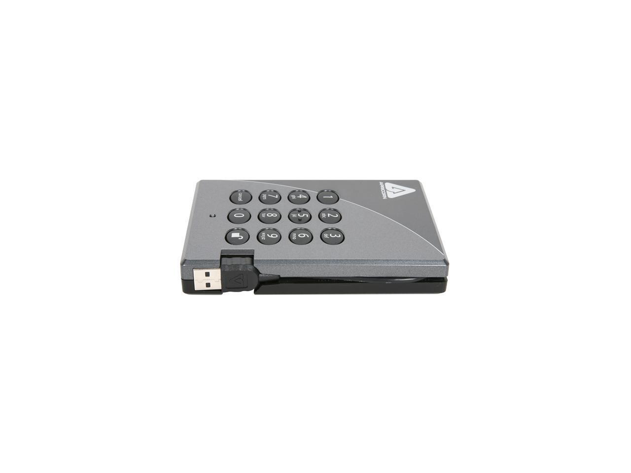 APRICORN 500GB Aegis Padlock Secure 128-bit AES Hardware Encrypted ...