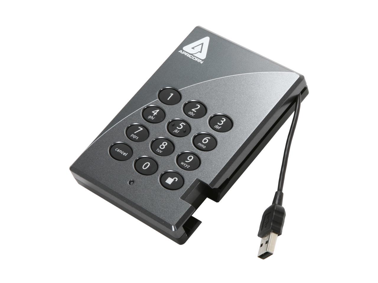 APRICORN 250GB Aegis Padlock Secure 256-bit AES Hardware Encrypted ...