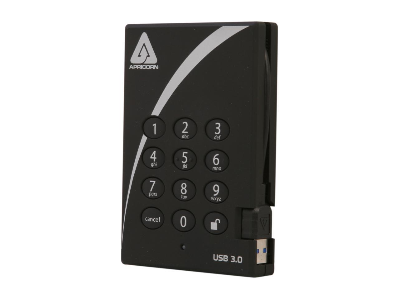 APRICORN 500GB Aegis Padlock External Hard Drive with 256-bit AES ...