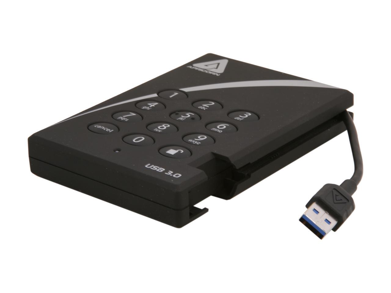 APRICORN 500GB Aegis Padlock External Hard Drive with 256-bit AES ...