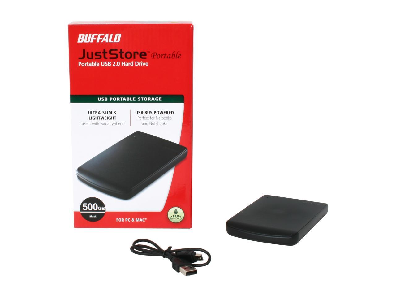BUFFALO JustStore 500GB USB 2.0 2.5" Portable Hard Drive Black - Newegg.com