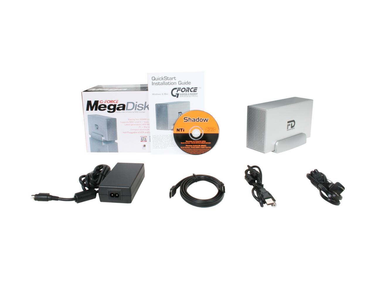 Fantom Drives G-Force MegaDisk 4TB USB 2.0 / eSATA 3.5" 2 Bay Hard ...