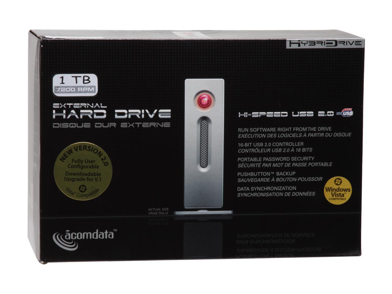 acomdata Hybrid Drive V2 1TB USB 2.0 3.5" External Hard Drive - Newegg.com