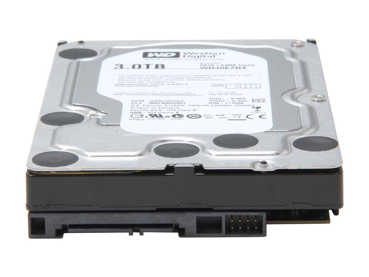 Refurbished: WD Green WD30EZRX 3TB IntelliPower 64MB Cache SATA 6.0Gb/s ...