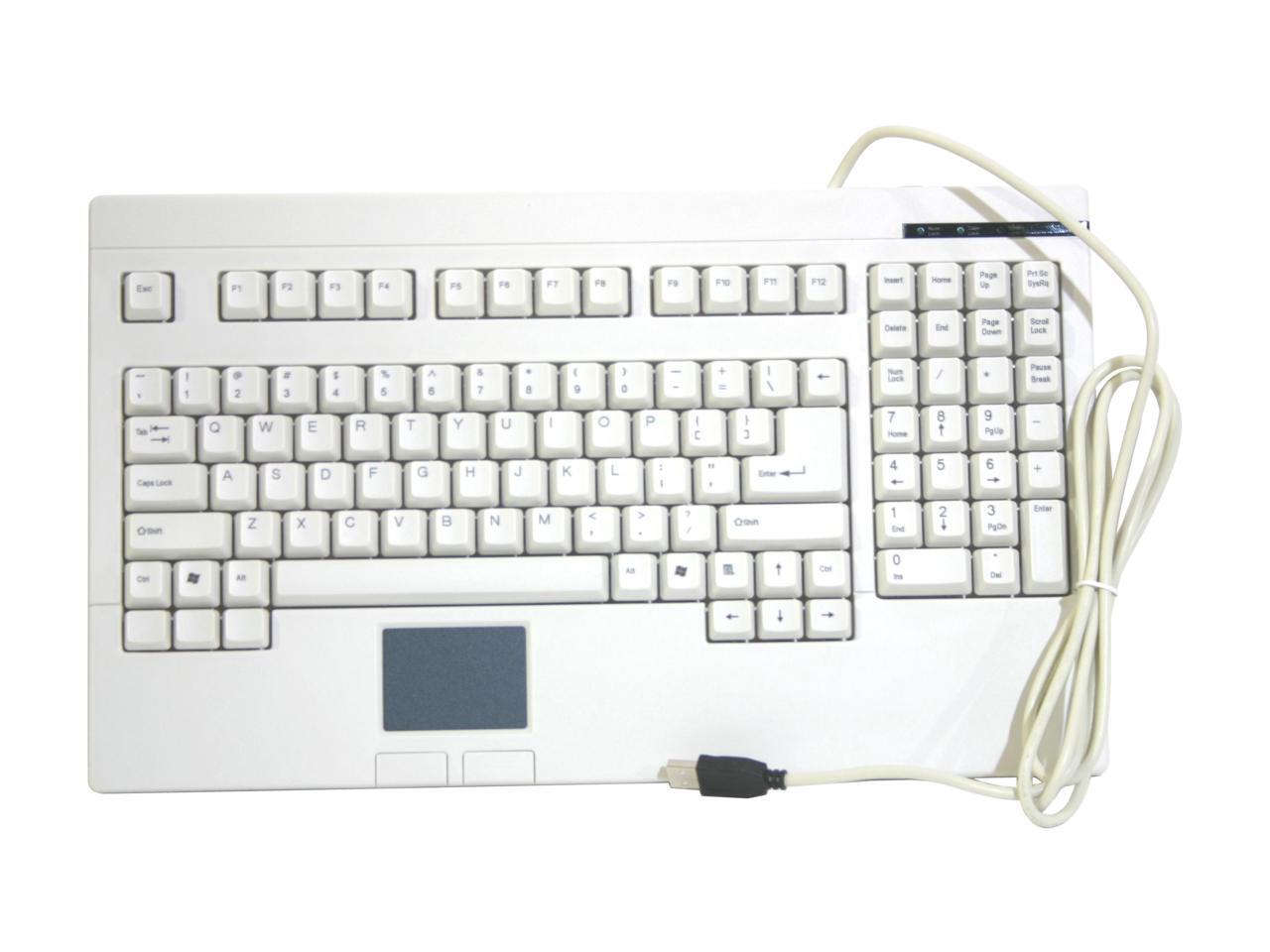 SolidTek ACK-730 USB W/ TOUCH PAD KEYBOARD KB-730U White Keyboard ...