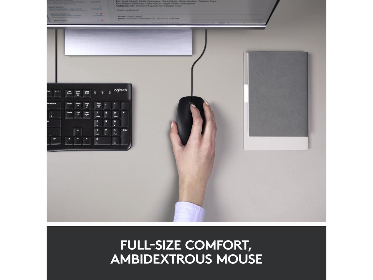 Logitech MK120 Wired Keyboard and Mouse Combo for Windows, Optical ...