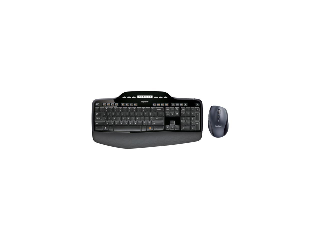 Logitech MK710 Black 7 Function Keys Wireless Ergonomic Keyboard ...