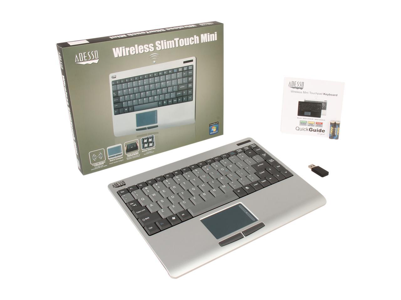 Adesso WKB-4000US SlimTouch 2.4 GHz RF Wireless Mini Keyboard with ...
