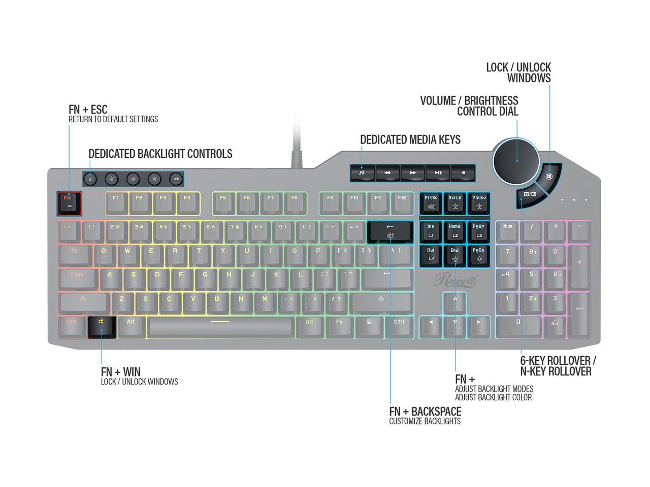 Rosewill Mechanical Gaming Keyboard, NEON K90 RGB BR Switches - Newegg.com