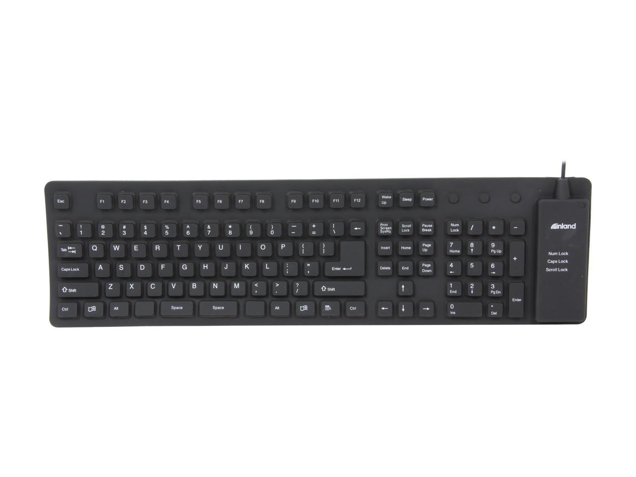 inland 70140 Black Wired Pro Foldable Keyboard - Newegg.com