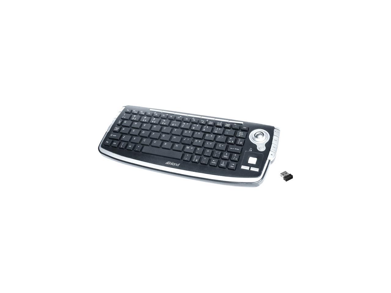 inland 2.4G wireless keyboard with trackball 70142 Black RF Wireless ...